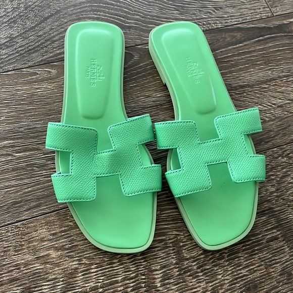 Hermes | Shoes | Nwt Hermes Green Oran Size 5 Sandals | Poshmark